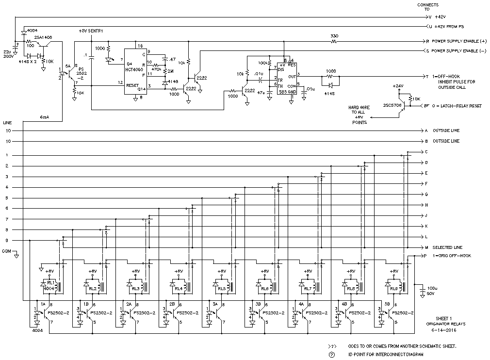 Home PBX with Nine Internal Lines and One Outside Line
